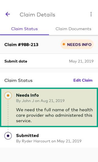 Find what information we need for "Awaiting Info" claims