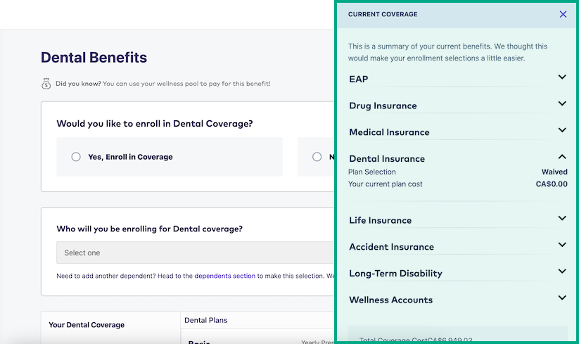 Compare your current benefits selections to your new selections in the ...